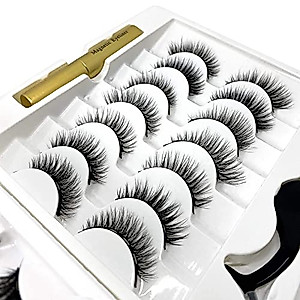 Rechoo Magnetic False Eyelashes Kit- 14 Pairs Different Magnetic Lashes Natural Look with 3 Eyeliners, Reusable 3D Black False Eyelashes with Applicator and Tweezers for Daily Eyelash Extension