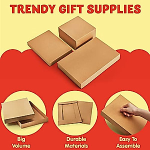JOYIN 12 Pieces Brown Kraft Cardboard Boxes Gift Wrap for Christmas Holiday, Festive Xmas Wrapping Shirt and Lingerie Cupcake DIY Boxes