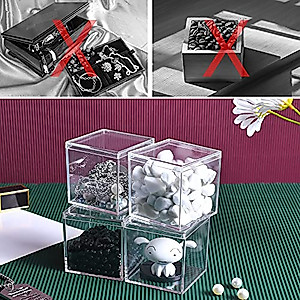 Clear Acrylic Box with LId ,Dayaanee 4 Pack Small Acrylic Box with Lid Plastic Square Cube Small Container , 2.5x2.5x2.5 Inches/65X65X65mm Storage Boxes Organizer Containers for Candy Pill and Tiny Jewelry
