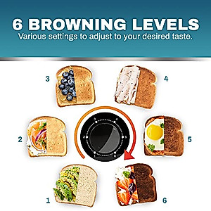 Elite Gourmet ECT4829B Long Slot 4 Slice Toaster, 6 Toast Settings Toaster Defrost, Reheat, Cancel Functions, Slide Out Crumb Tray, Extra Wide Slots for Bagels Waffles, Black