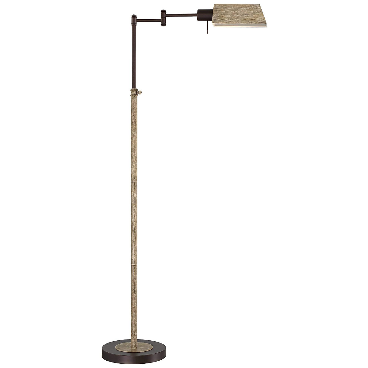 Regency Hill Jenson Rustic Farmhouse Industrial Swing Arm Pharmacy Floor Lamp Standing 54" Tall Bronze Faux Wood Adjustable Height Task Lighting for Living Room Reading House Bedroom Home