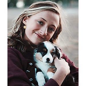 POTESSA 18K Gold Circle Disc Dangle Earrings Brushed Small Round Coin Hoop Earrings for Women Minimalist Lightweight Statement Jewelry