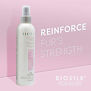 BioSilk for Dogs Silk Therapy Detangling Plus Shine Mist for Dogs | Best Detangling Spray for All Dogs & Puppies for Shiny Coats and Dematting | 8 Oz Bottle (Packaging May Vary),WHITE
