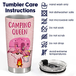 34HD Funny Flamingo Tumbler with Lid, 20 oz Stainless Steel Camping Queen Mug, Vacuum Insulated Camping Tumbler, Flamingo Gifts for Women Mothers Day Christmas Anniversary