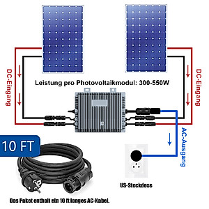 800W Micro Inverter, MPPT Grid Tie Solar Inverter with WiFi & App, DC to AC 240V 208V Micro Inverter, IP67 Waterproof Micro Inverters for 2 Solar Panels (US Plug)