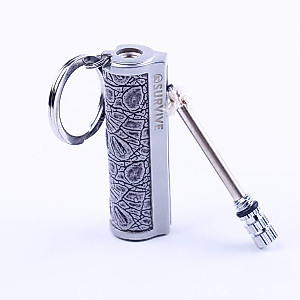 SURVIVE Permanent Match Metal, 2 Pack, Reusable Survival Fire Starter Lighter, Emergency Waterproof Keychain Striker Stick Kit