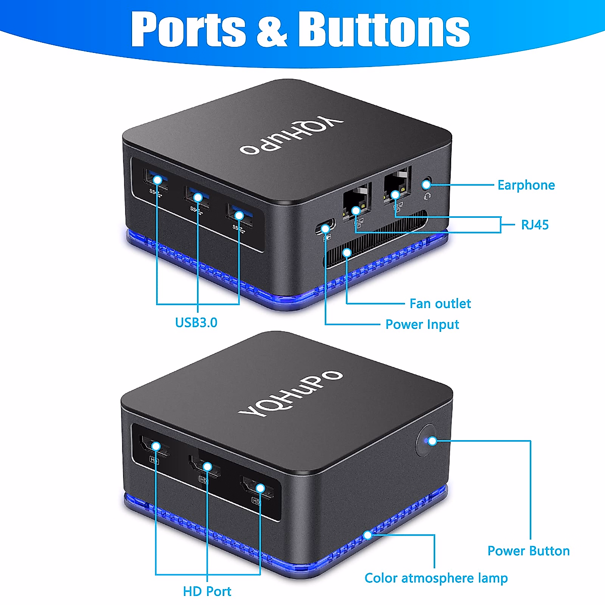 YQHuPo Mini PC Windows 11 Pro, 8GB DDR4 256GB SSD Intel Celeron N5105(Up to 2.9GHz) Mini Desktop Computer, Intel UHD Graphics, Triple HDMI 2.0 Output, 3X USB 3.0, WiFi6, BT5.0, Dual Gigabit Ethernet