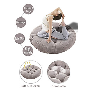 Tiita Patio Chair Cushions Round Seat Pillows Set of 2 Floor Pads 22" x 22" Throw Cushion for Indoor/Outdoor Furniture Sitting Living Room Garden, Grey