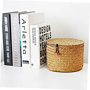 Alipis 3pcs Round Wicker Basket Storage Box with Lid, Multi-Functional, Woven Baskets for Shelf Decor, Practical for Home