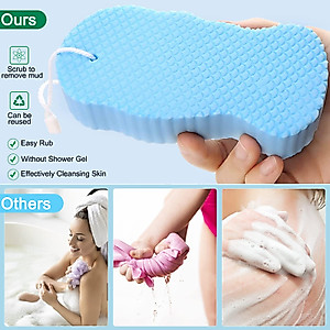 2022 New Super Soft Exfoliating Bath Sponge, 4PCS Ultra Soft Bath Body Shower Sponge, Reusable Spa Scrub Exfoliator Dead Skin Remove, 3D Body Sponge for Adults Children and Pregnant Women
