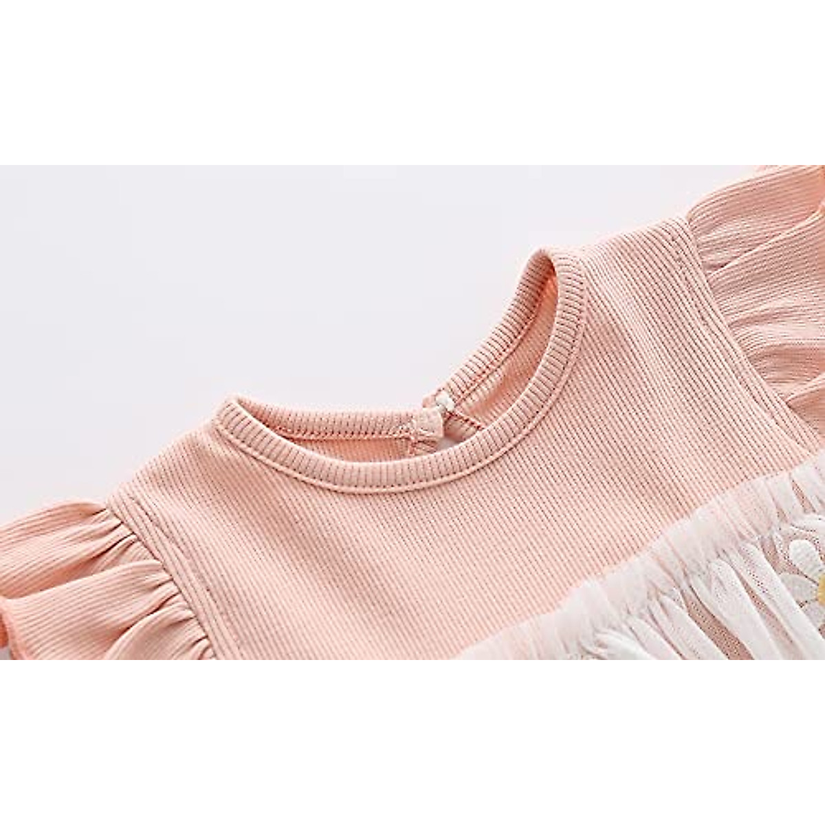 Toddler Baby Girls Dresses Infant Flower Embroidery Tulle Dresses Long Sleeve Newbron Baby Girls Clothes Outfit, 12-18M