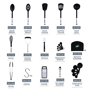 Kitchen Utensils Set, Cooking Utensil Set Kitchen Gadgets, Pots and Pans set Nonstick and Heat Resistant, 24 Pcs Nylon and Stainless Steel, Spatula Set, Apartment Essentials Kitchen Cookware Sets