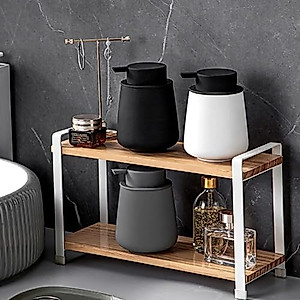 Soap Dispenser 300ml Foam Soap Dispenser Bathroom Ceramic Lotion Shampoo Bottle Conditioner Empty Bottle Soap Dispenser Bathroom (Color : White Liquid)