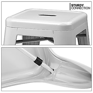 MoNiBloom Set of 4 Metal Stackable Barstools in White, 30 Inch High Backless Patio Furniture Indoor Outdoor Kitchen Bar Stools Dining Chair