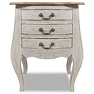 vidaXL Solid Reclaimed Wood Bedside Cabinet w/ 3 Drawers Nightstand Side Table