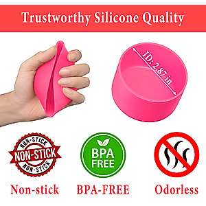 KTKUDY 2Pcs Protective Silicone Boot for Stanley Quencher Tumbler 30 oz 40 oz & IceFlow 20oz 30oz & Hydro Flask Water Bottle 12-24oz - Cup Bottom Sleeve - Stanley Cup Accessories, Rose red