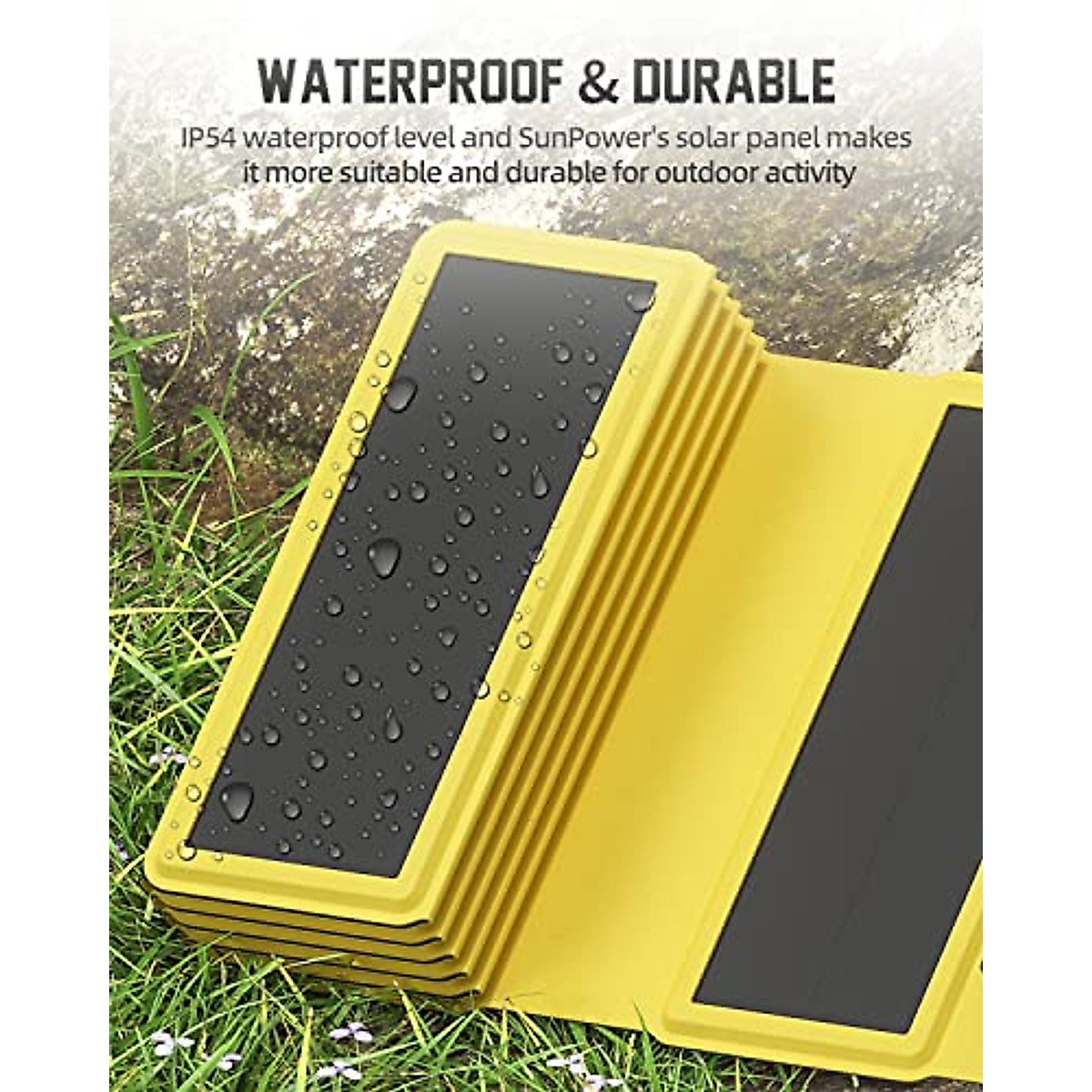 Shargeek Solar Panel Charger with USB Port, 12W IP54 Waterproof Portable and Foldable Hiking Camping Gear USB Solar Panel Compatible with iPhone, iPad, Samsung Galaxy, and More