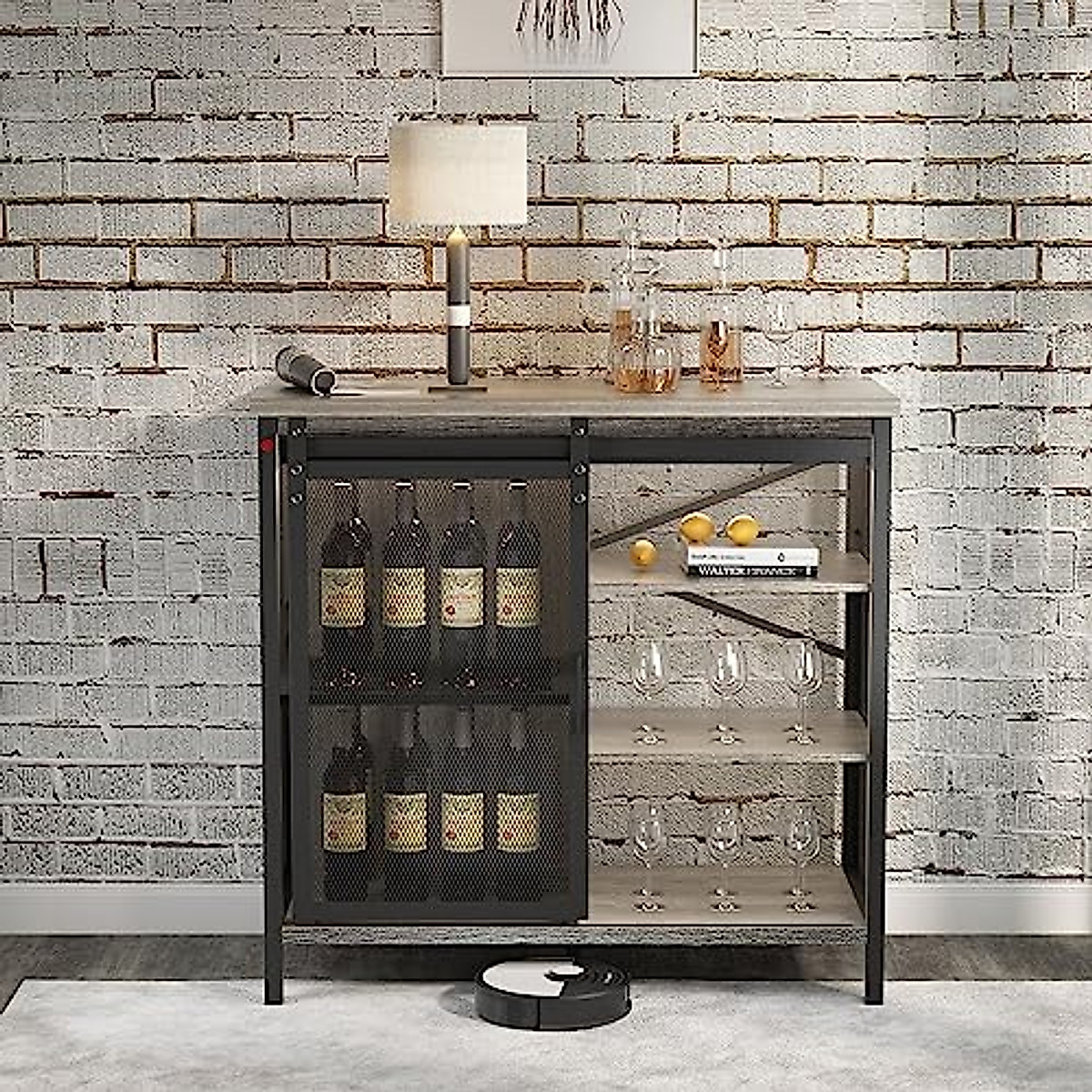 QNICE 71" LED Lights Industrial Bar (Rustic Oak-CB004)