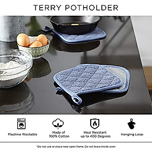 DII Basic Terry Collection Quilted 100% Cotton, Potholder, Barn Red, 3 Piece