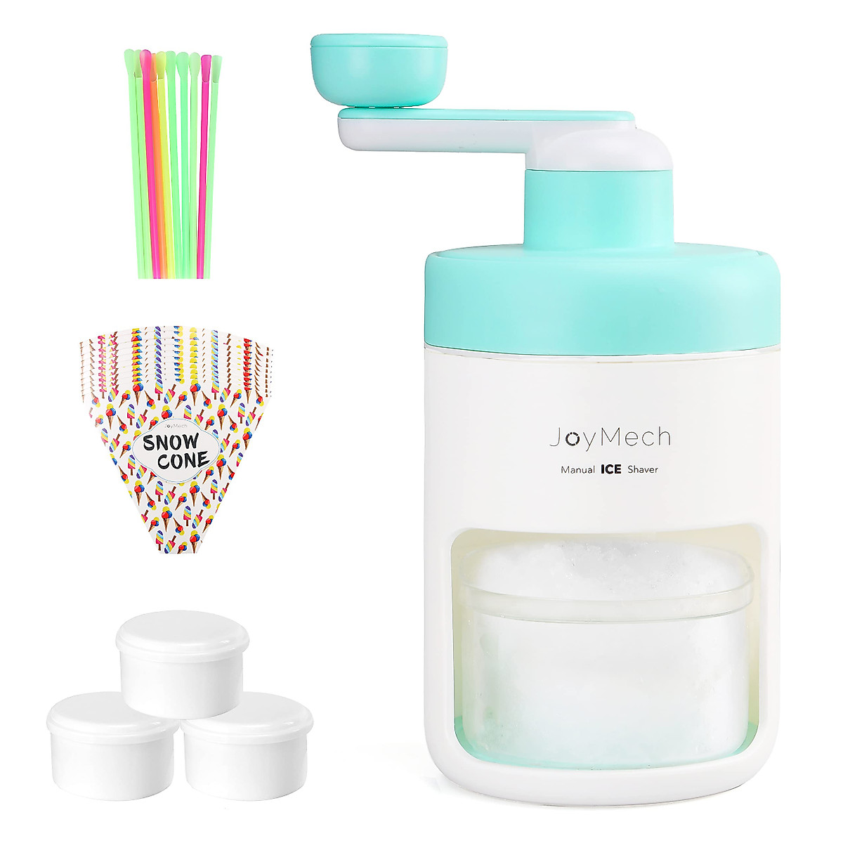 JoyMech Manual Shaved Ice Maker Machine, Ice Shaver, Snow Cone Machine, Ideal for making Snowcones Ice Cream and Slushy (Aqua)