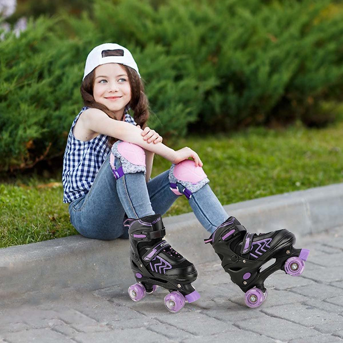 Toddler Roller Skates for Girls Kids Ages 3-5 Adjustable 4 Sizes Small Size