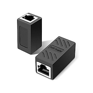 ZUZONG RJ45 Ethernet Coupler, RJ45 Coupler for Cat7/ Cat6e/Cat6/Cat5e/Cat5 Ethernet Cable Extender Adapter Female to Female rj45 Extender for PC Switch Router Gaming Console (2 Pack Black)