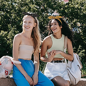 Jaciya Hairband, Non Slip Fashion Knotted Thin Headband with Bow, Cute Top Knot Hair Bands for Women Girls, Bunny Ears Headband, Floral Head Bands Hair Accessories, 6 Pieces