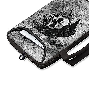 WIRESTER 15 inch Laptop Tablet Sleeve Shoulder Bag Carrying Case with Adjustable Strap Compatible with Asus Dell Lenovo HP Sony Acer - Gray Skull Raven