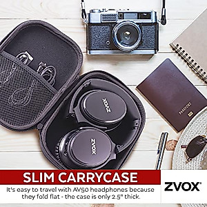 ZVOX Noise Cancelling Headphones - Over Ear Bluetooth Headphones with AccuVoice Technology, Wireless Headphones with Microphone,AV50 Wireless Over The Ear Headphones, Hi-Res Audio & Deep Bass - Black