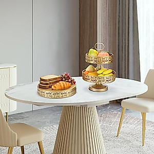 Double-Sided Gold 3 Tiered Decorative Tray, Serving Tray, Cake Stand, Farmhouse Decor, Party Decorations for Celebration, Holiday, Gift