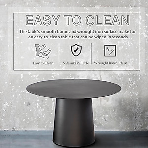 ALOADECOR W24 in. Small Black Round Coffee Table Contemporary Coffee Table Metal Single Circle Coffee Table for Living Room Modern Concrete Coffee Table for Bedroom