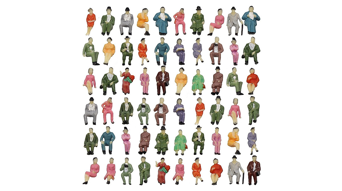 60pcs HO Scale Seated Passenger Figures for Model Railroads