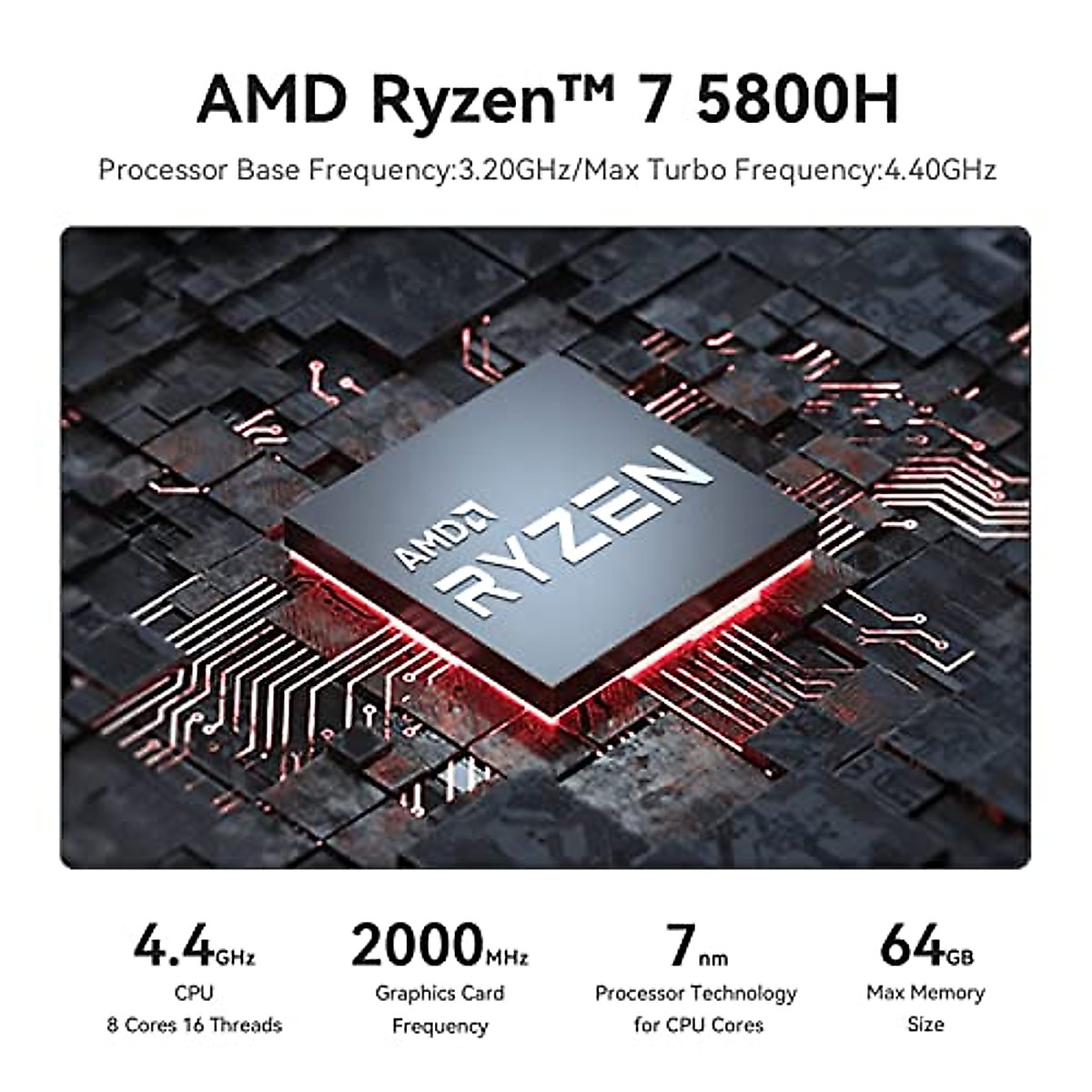 Beelink SER5 Mini PC with AMD Ryzen 7 5800H(8C/16T, up to 4.4GHz) Mini Computer, 32GB DDR4 500GB NVMe SSD, 4K HD Triple Display HDMI/Type-C, WiFi 6, Bluetooth 5.2,Gray