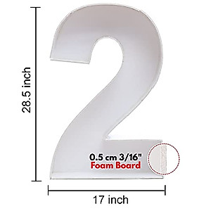 Mosaic Balloon Frame Marquee Light Up Numbers 2 Pre-Cut Large Foam Board Sign Cut-out for Boy Girl Birthday Backdrop Anniversary Decoration