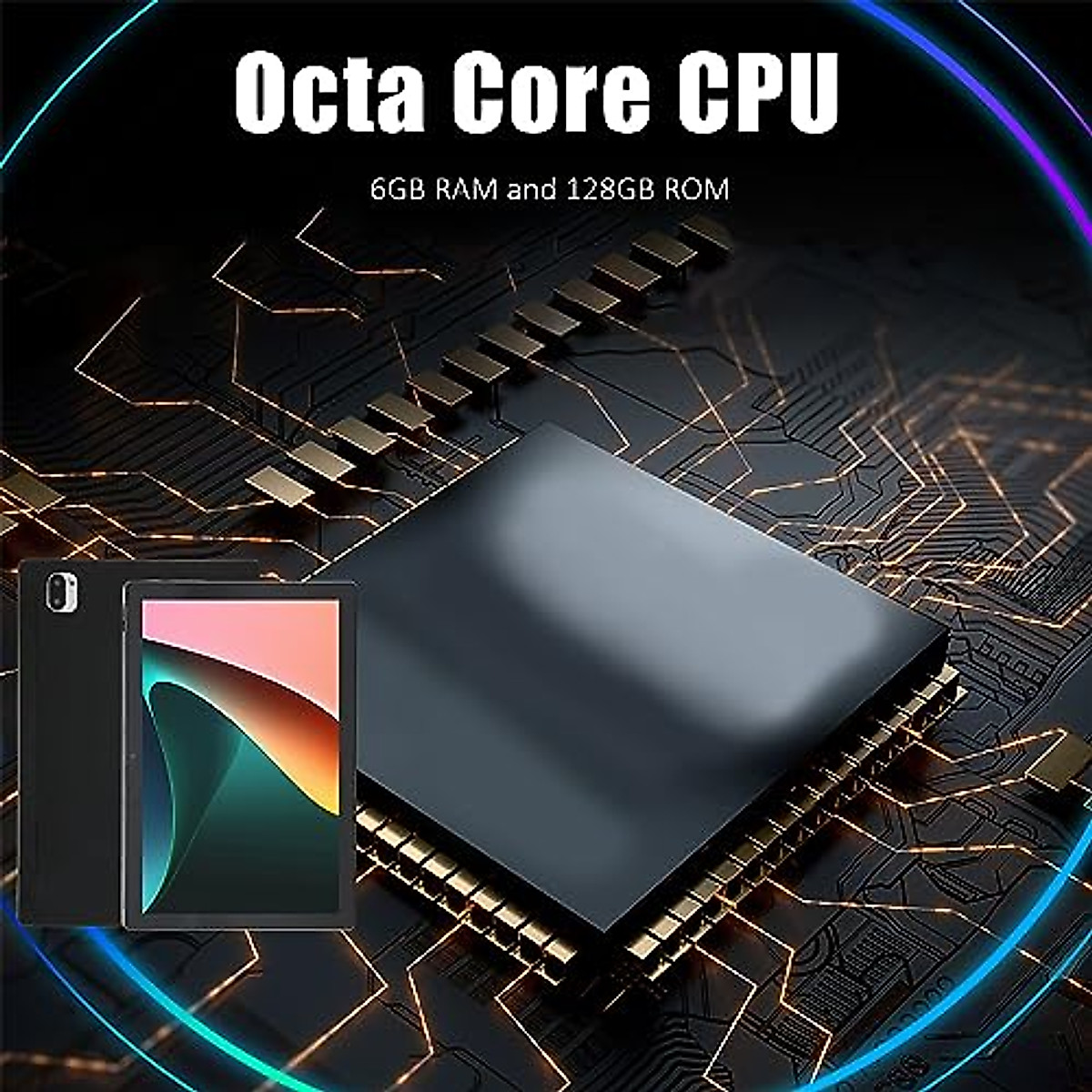 10.1in LCD 6GB RAM 128GB ROM Octa Core Dual Camera 5G WiFi Tablet with Case, Keyboard and Mouse (US Plug)