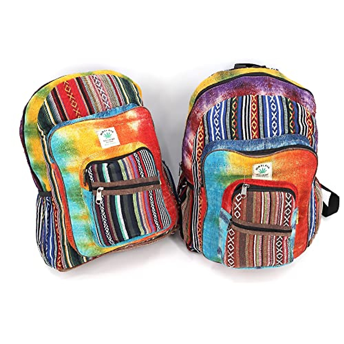 Himalaya Handmade Unique Design Tie Dye 100% Himalaya Hemp Backpack Hippie Backpack Festival Backpack Hiking and Laptop Backpack FAIR 17inch x 11inch x 6.5inch inch / 43 x 28 x 16 cm