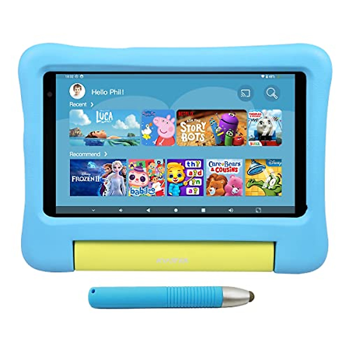 KYASTER Kids Tablet, 7 inch 5G WiFi 6 Android 12 Tablet for Kids, Full HD 1920x1200 IPS Screen, 2GB RAM 32GB ROM,Parental Controls Game Education Apps,EVA Kids-Proof Case with Stylus