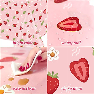Ayearparty 4 Pack Strawberry Tablecloth Sweet One Birthday Table Cover Berry First Birthday Decorations Plastic Strawberry Theme Party Decor Party Supplies for Girls Baby Shower 108 x 54 in
