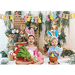 Easter Photography Backdrop Egg Bunny Garden Flower Decoration Photo Background Birthday Party Supplies Newborn Baby Portrait Booth Props 7x5FT