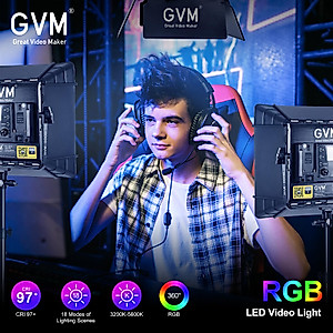 GVM RGB LED Video Lighting Kit, 800D Studio Video Lights with APP Control, Video Lighting Kit for YouTube Photography Lighting, 3 Packs Led Light Panel, 3200K-5600K, 8 Kinds of The Scene Lights