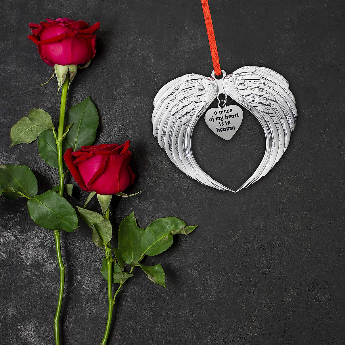 Christmas Ornament in Memory of Loved One – Memorial Ornament for Christmas Tree – Premium Nickel Material – Elegant Ribbon and Packaging