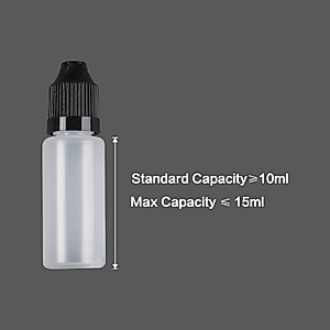 Eau 15ml LDPE Plastic Thin Tip Dropper Bottles, Small Empty Squeeze Dropper Bottles (50PCS, Black Caps), BPA Free