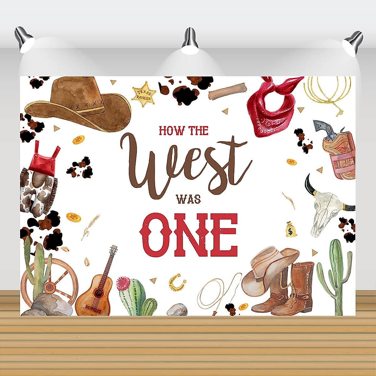 Cowboy Birthday Backdrop Rustic Wild West Rodeo How The West was One Boys First Birthday Party Background Decorations 1st Rodeo Party Banner Supplies 7x5ft