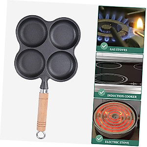 RORPOIR 1pc Four Hole Omelette Egg Cooking Pan Egg Burger Pan Divided Egg Pan Egg Cooker Breakfast Skillet Pan Crepe Pan Non-stick Frying Pan Non-stick Egg Pan Round Small Eggs Cast Iron