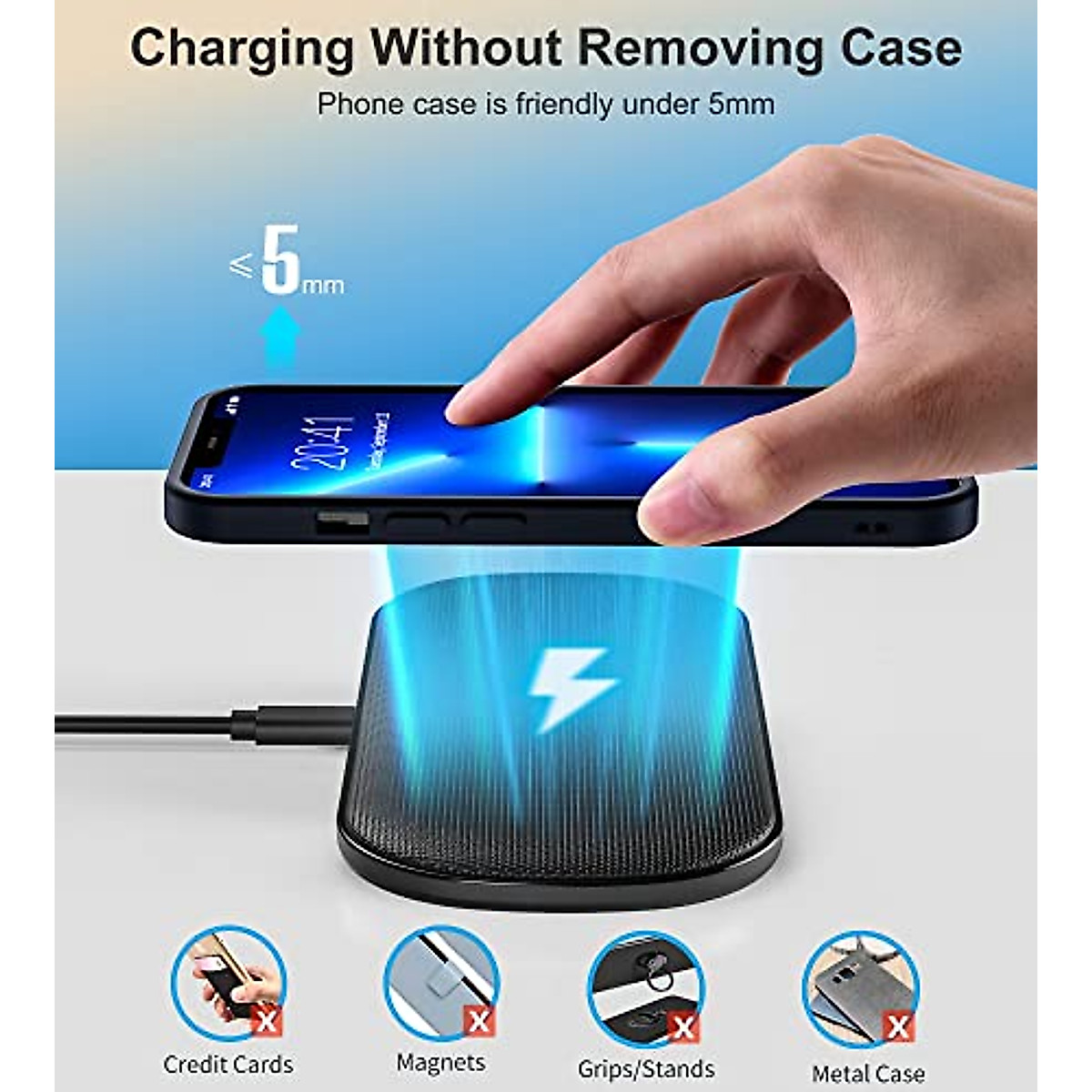 Dual Wireless Charger, GuMosh Wireless Charging Pad for Multiple Devices, Fast Wireless Charging Mat for iPhone 14 13 12 11 Pro Max/14 Plus/Mini, Galaxy S22/S21/S20, Airpods 3/2/Pro,Qi-Enabled Phones