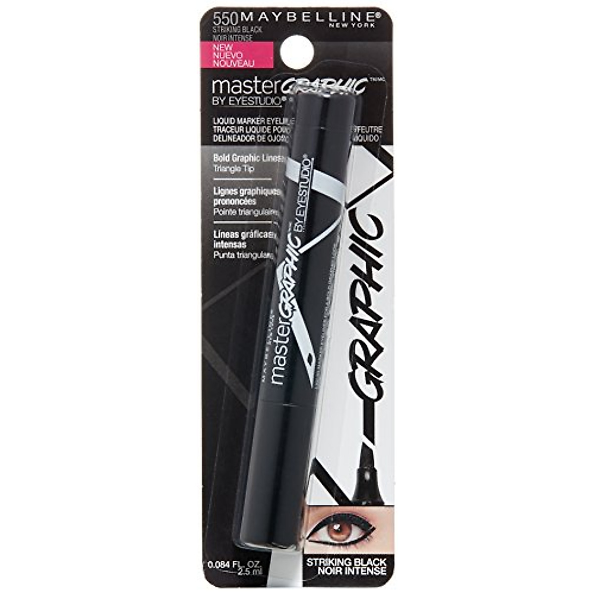 Maybelline New York Eye Studio Master Graphic Liquid Eyeliner, Striking Black, 0.084 Fluid Ounce