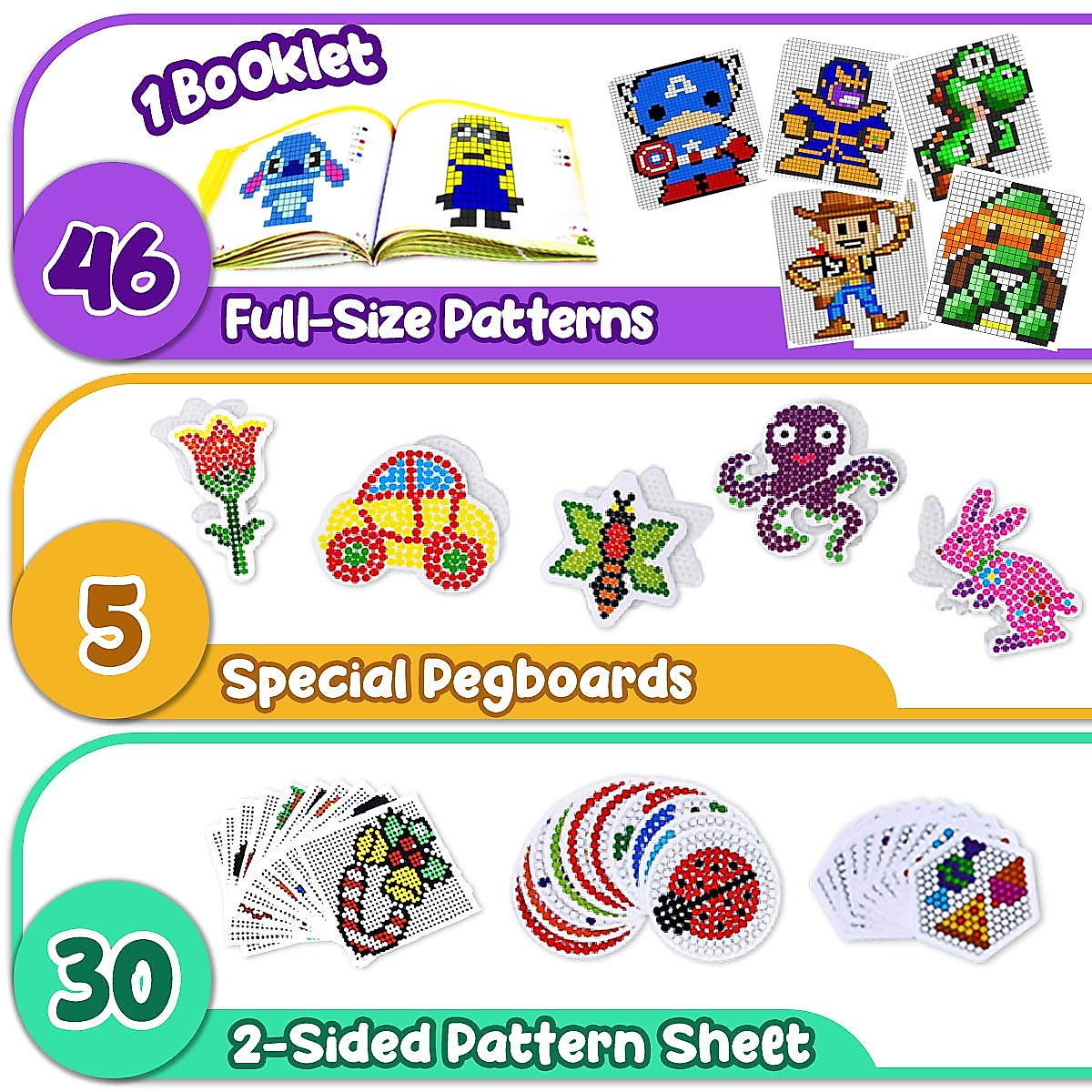 GoodyKing 5500 pcs+ Arts and Crafts Fuse Beads Kit for Kids with Instruction - 5mm Pixel Art Melty Plastic Beads Set with 111 Patterns, 21 Assorted Colors Plus - School Teens Kids Age 4 5 6 7 8 and up