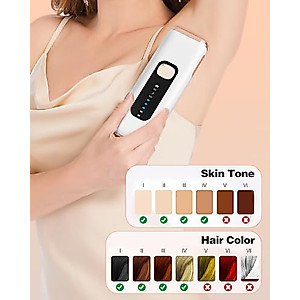 IPL Laser Hair Removal Device for Women Men at Home, Upgraded to 999,900 Flashes Permanent for Facial Legs Arms Bikini Line Whole Body Treatment (White)