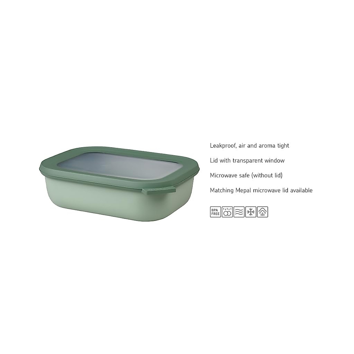 Mepal Cirqula Multi Bowl Rectangular 500 ml Nordic Black-Food Storage Box-Stackable-Dishwasher Safe, 500ml