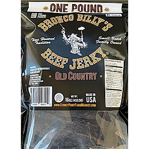 Bronco Billy's Beef Jerky Hickory Smoked Old Country One Pound Resealable Bag